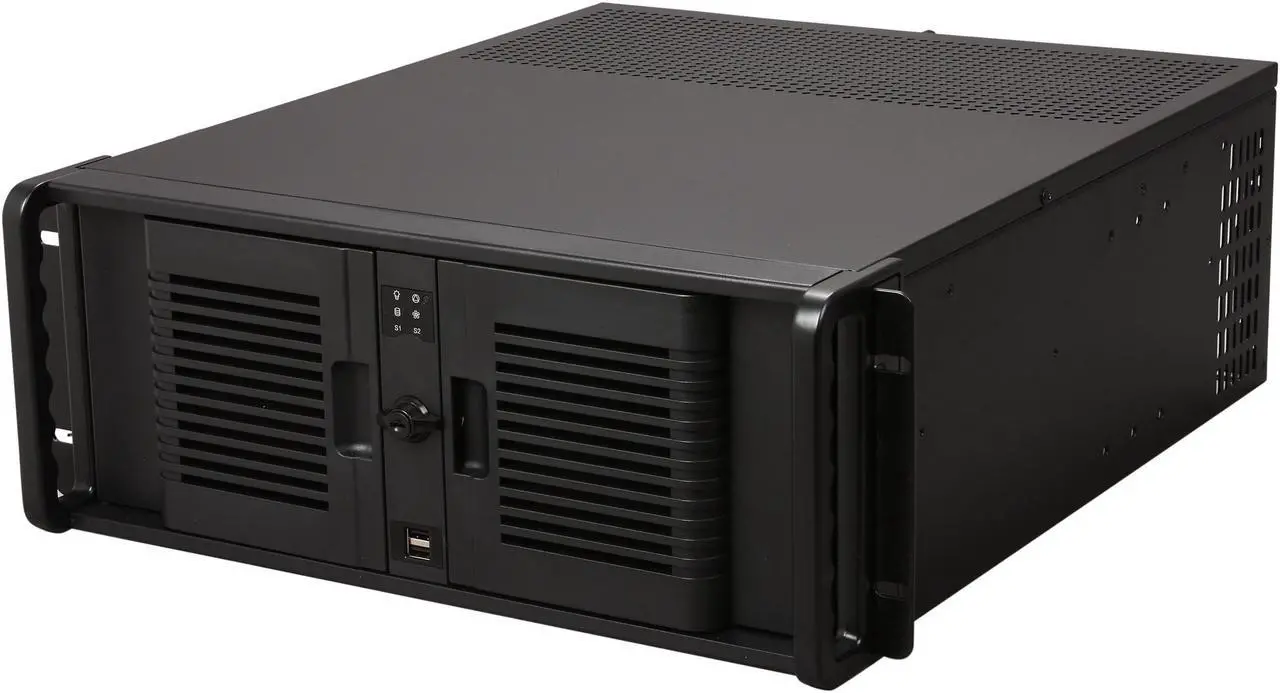 iStarUSA D407P-4DE1BK 4U Rackmount Compact Stylish Trayless Server Case ...
