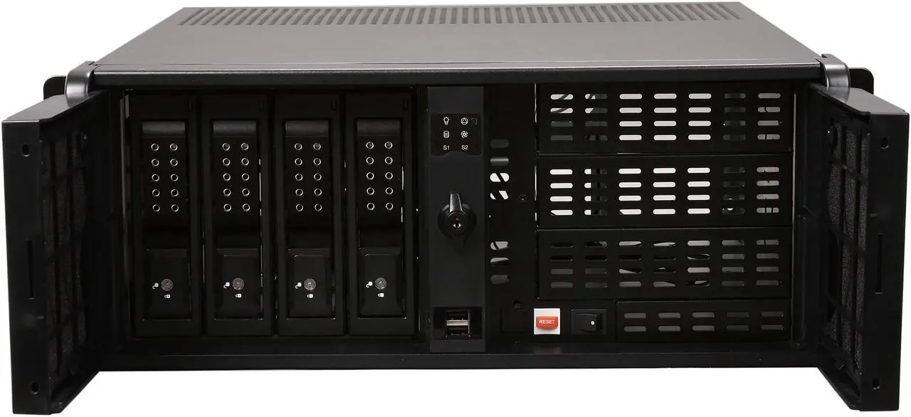iStarUSA D407P-4DE1BK 4U Rackmount Compact Stylish Trayless Server Case ...