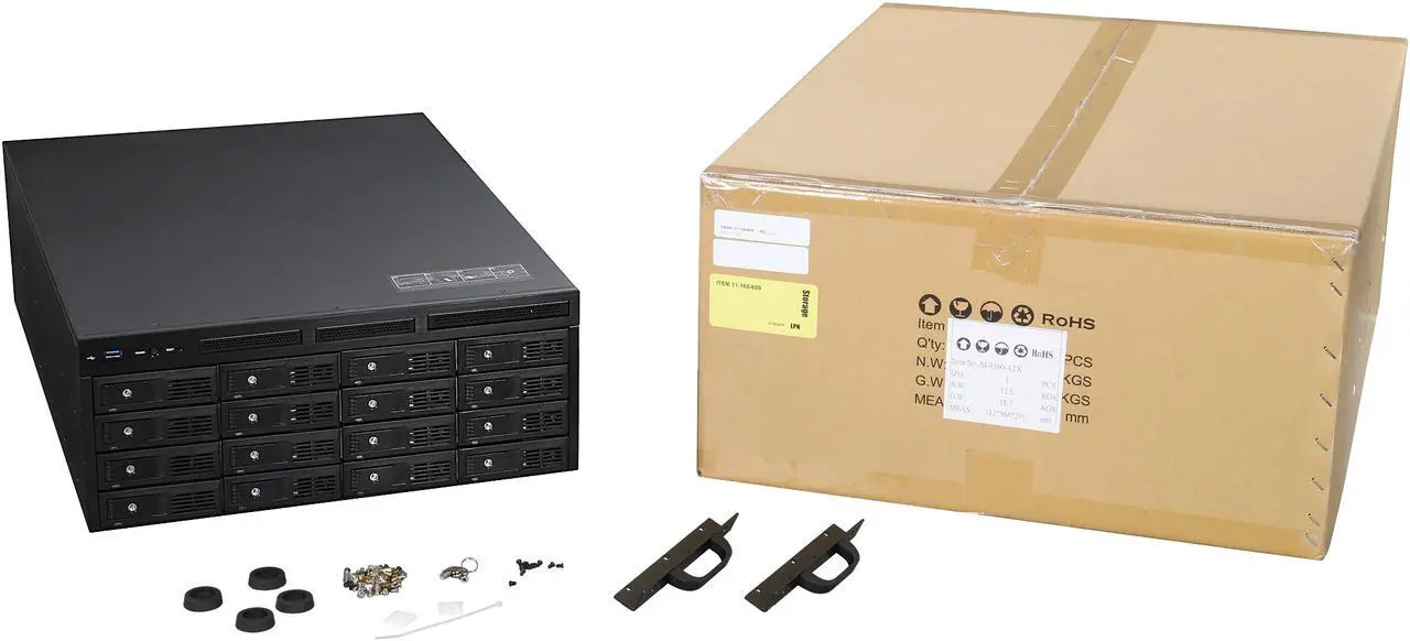 iStarUSA M-4160-ATX Black 4U Rackmount 3.5" 16-Bay Trayless Storage ...