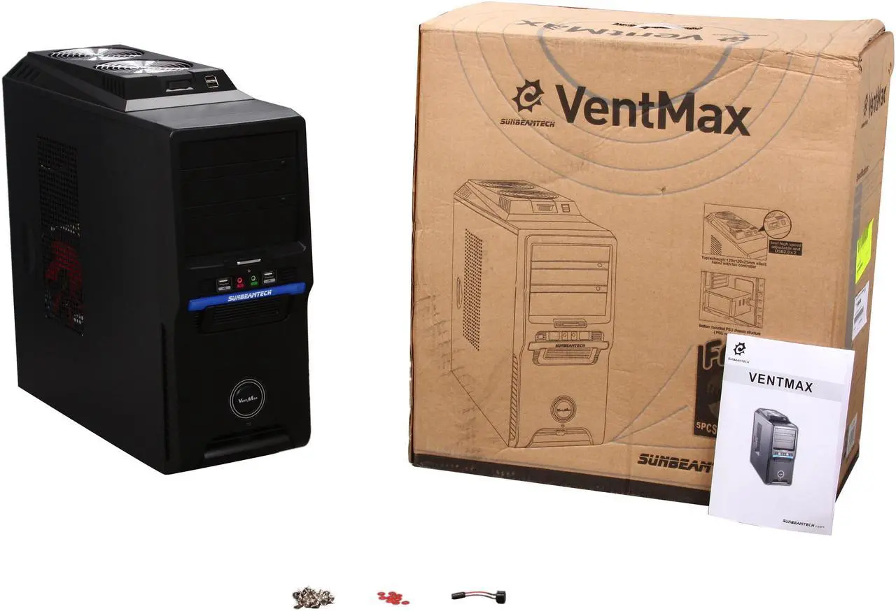 Sunbeam VentMax IC-VM-BK Black Interior SGCC 0.6mm ATX Mid Tower ...