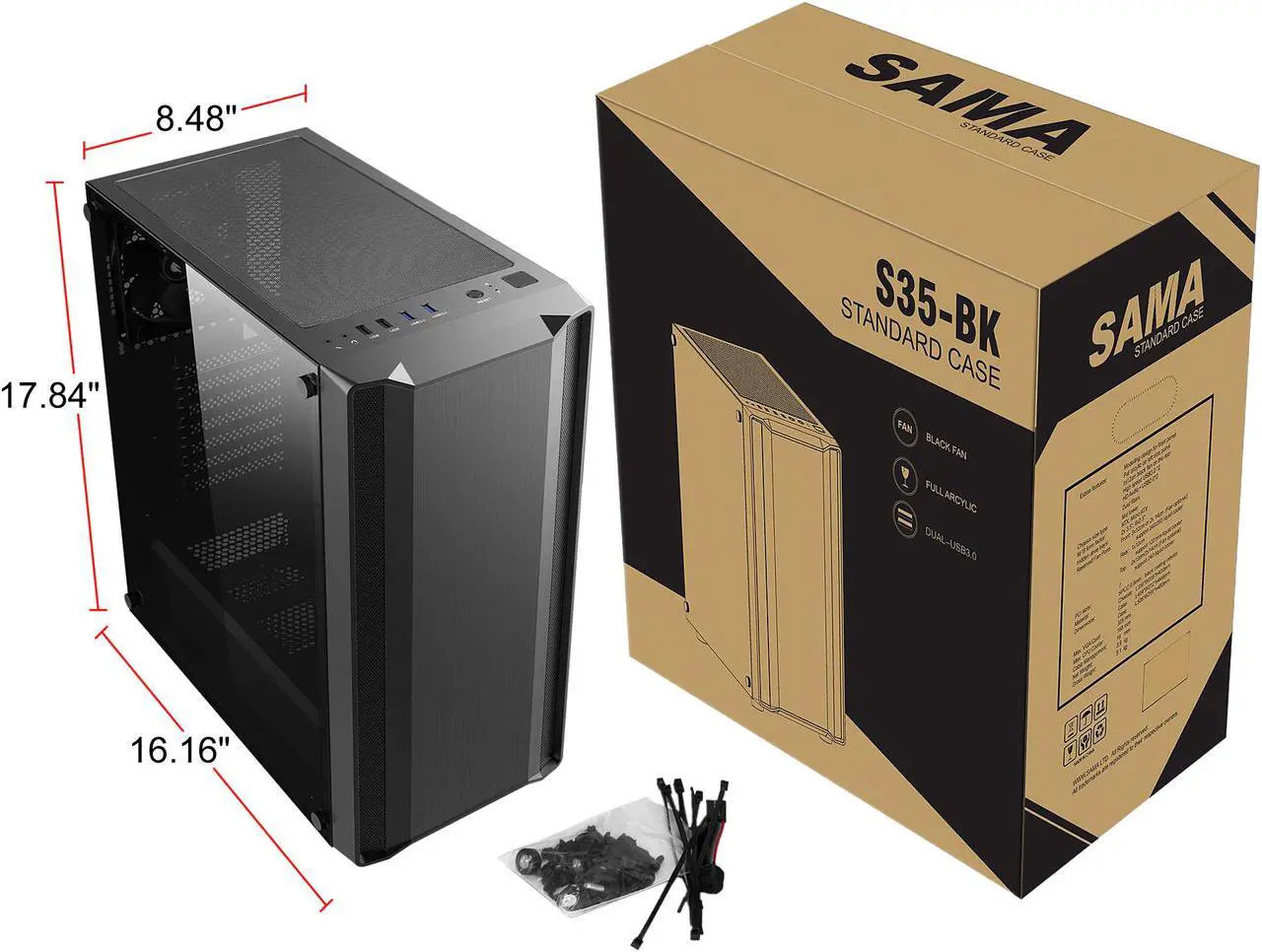 Sama S35-BK Black Dual ATX Mid Tower Computer Case - Newegg.com