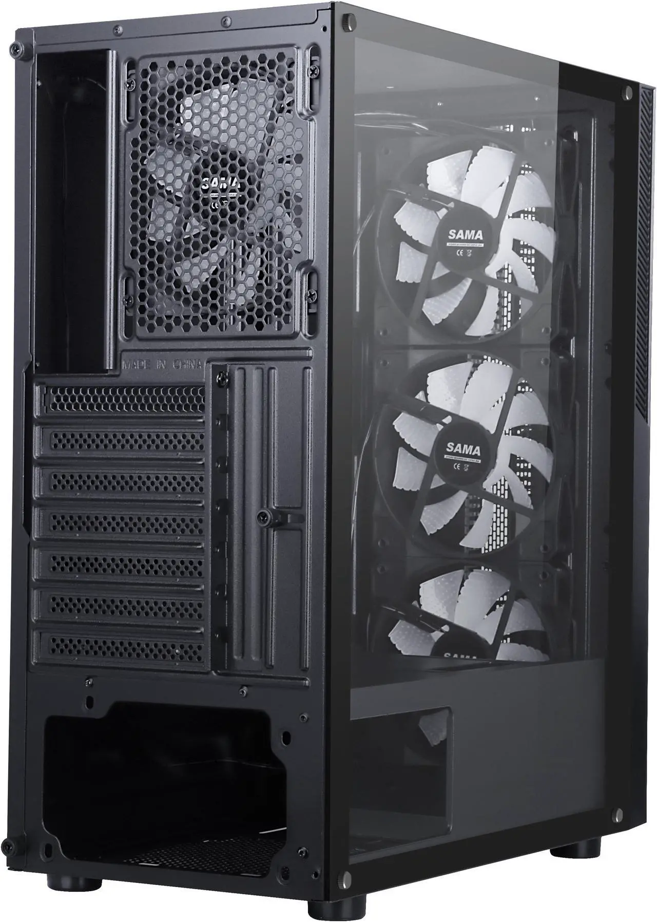 Open Box: SAMA Sama-M2-TG Black USB3.0 Steel/ Tempered Glass ATX Mid ...