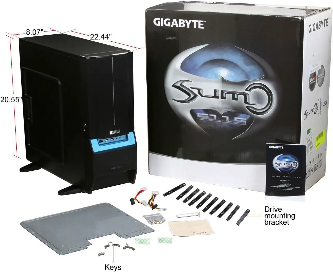 GIGABYTE SUMO 5115 GZ-FA1CAR-AJB Black Aluminum ATX Full GAMING Tower ...