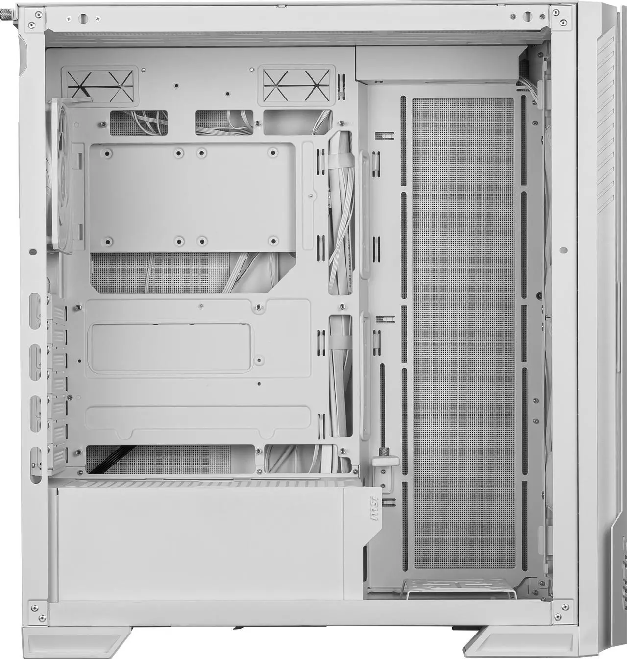 MSI MPG Velox 300R Airflow PZ White - Mid-Tower Gaming PC Case - Tempered Glass Side Panel - 2 x ...