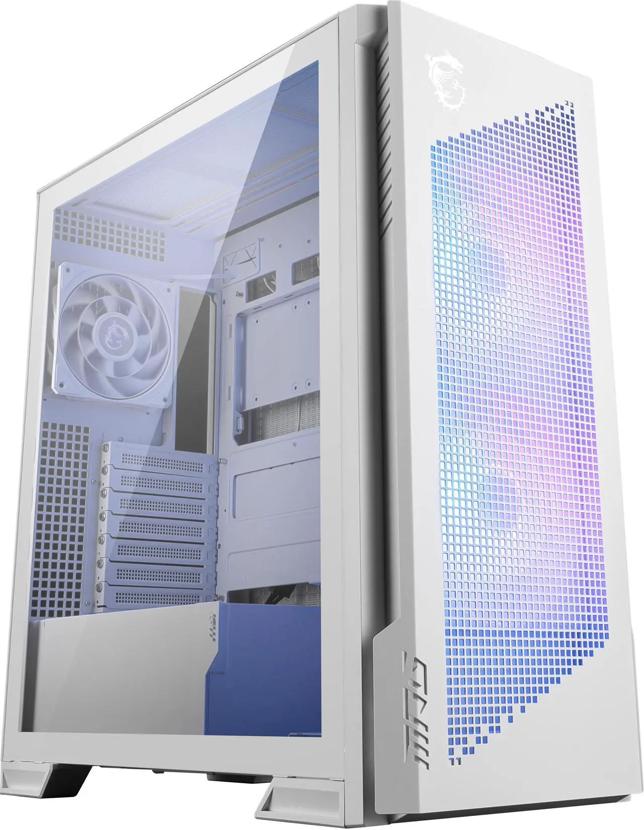 MSI MPG Velox 300R Airflow PZ White - Mid-Tower Gaming PC Case - Tempered Glass Side Panel - 2 x ...