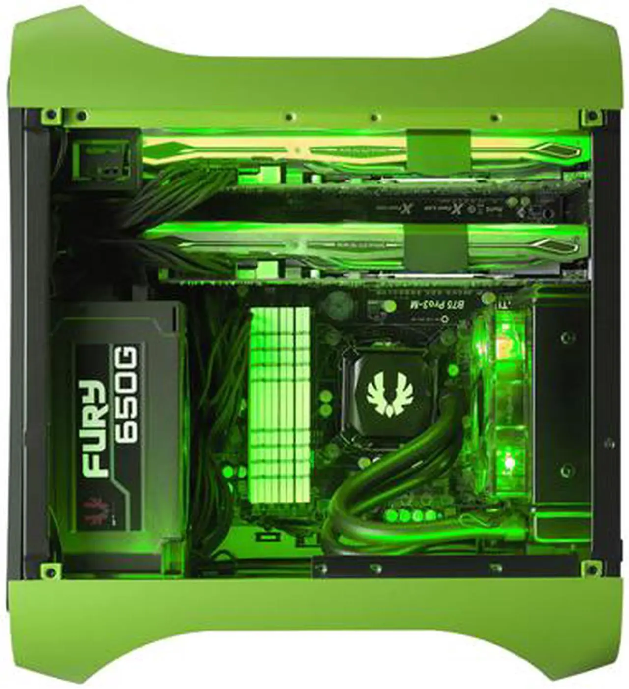 BitFenix Prodigy M Window Side Panel Computer Case, Green, BFC-PRM-300 ...