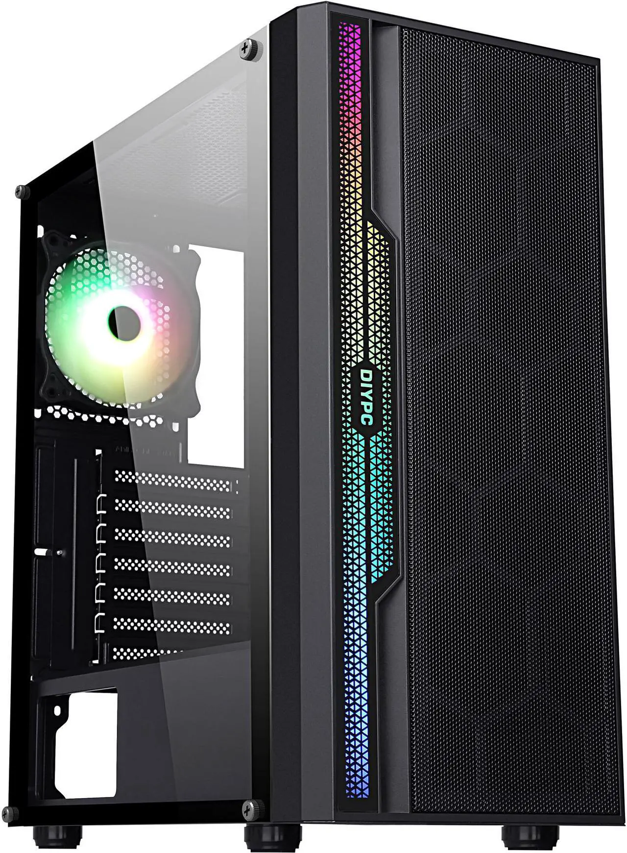 DIYPC G1-BK-ARGB Black USB3.0 Steel/ Tempered Glass ATX Mid Tower ...