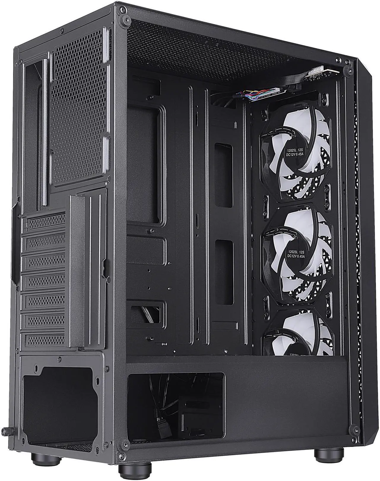 Open Box: DIYPC S3-BK-ARGB Black USB3.0 Steel/ Tempered Glass ATX Mid ...