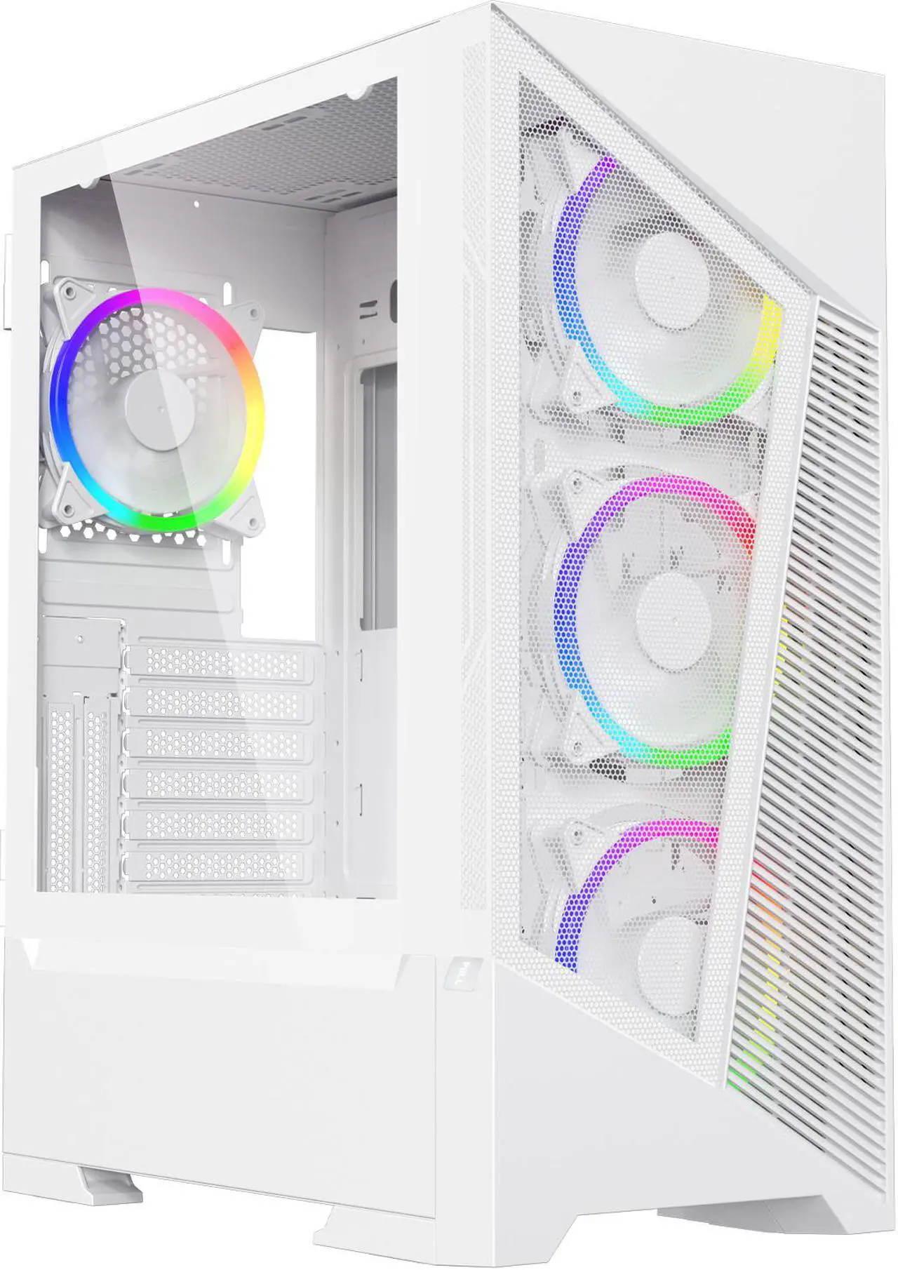 DIYPC Rainbow-Flash-F1-W White USB 3.0 Steel / Tempered Glass ATX Mid ...