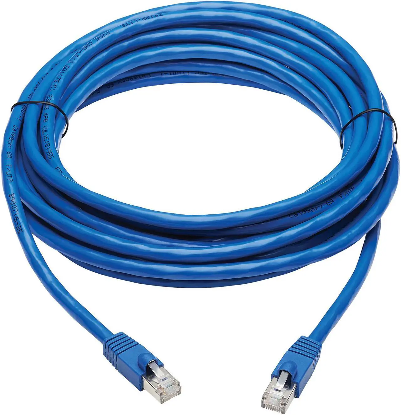Tripp Lite Cat6a 10G-Certified Snagless F/UTP Network Patch Cable (RJ45 M/M), PoE, CMR-LP, Blue ...