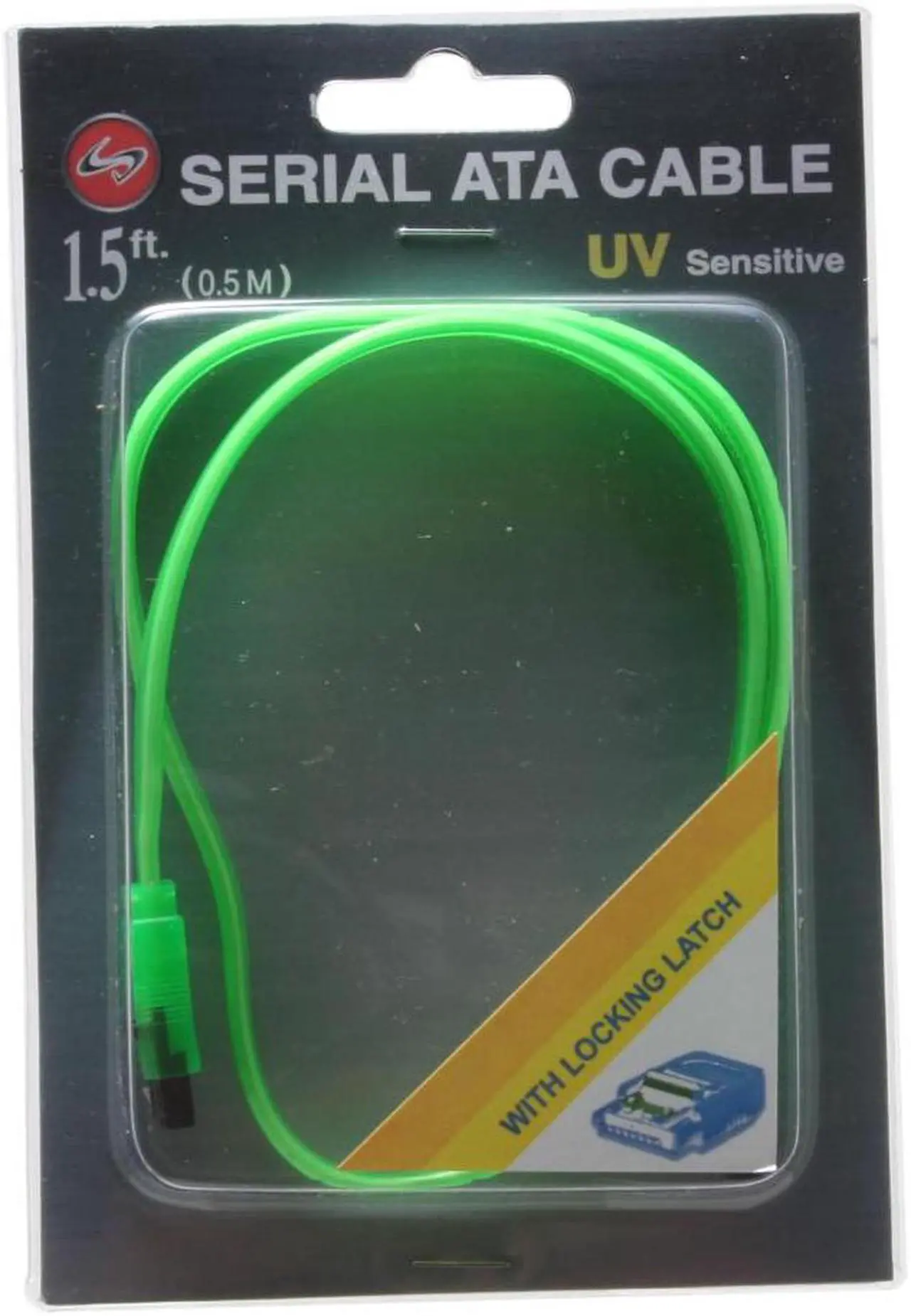 Open Box: Link Depot SATA-L0.5-UVG 1.58 ft. UV Green Latch Serial ATA ...