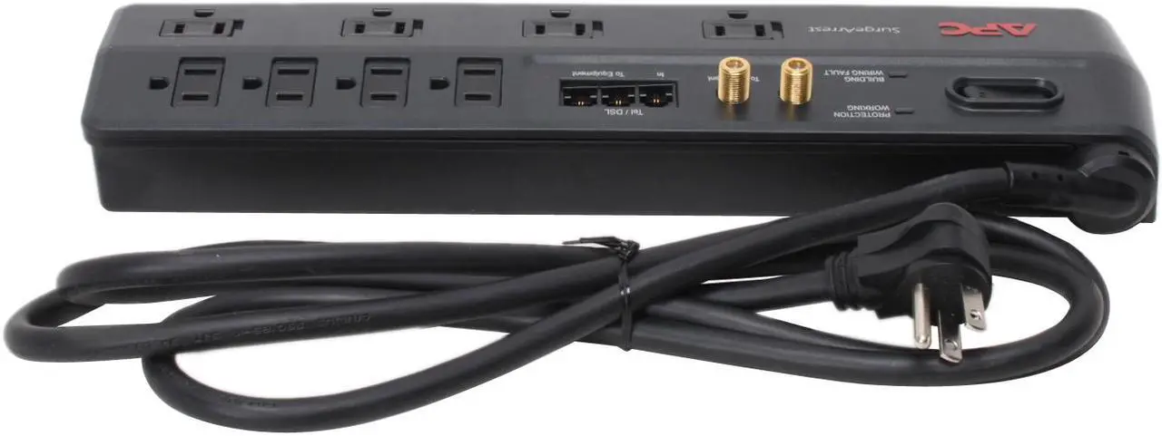 APC P8VT3 8-Outlet 2770 Joules Surge Protector with Telephone, DSL and ...