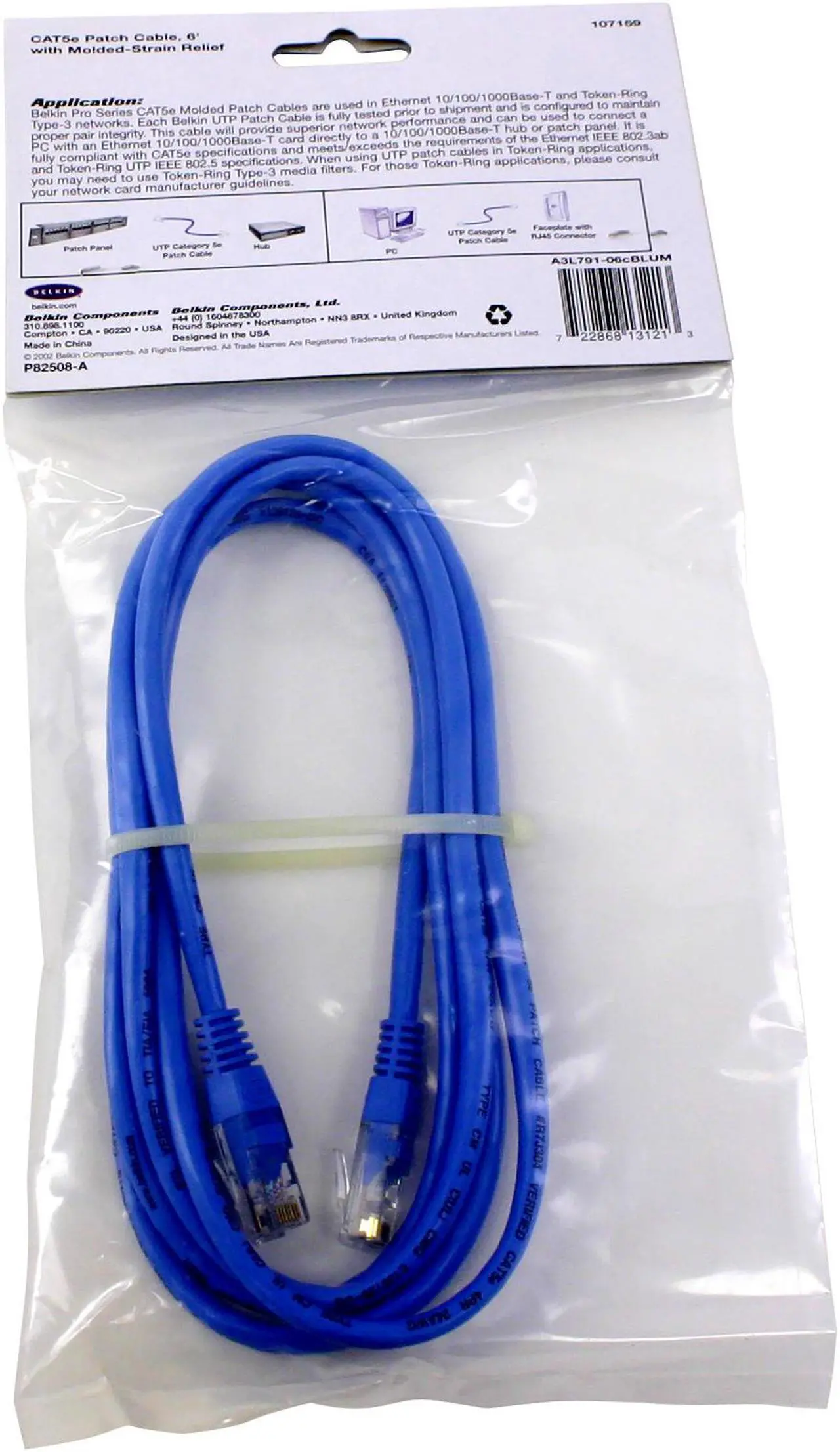 Belkin A3L791-06cBLUM 6 ft. Component Molded patch cable - Newegg.com