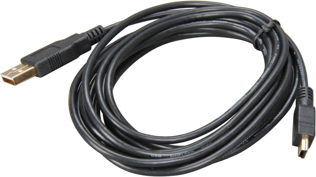 Rosewill RCAB-11025 USB2.0 A Male to Mini B (5-Pin) Male Cable, Gold ...