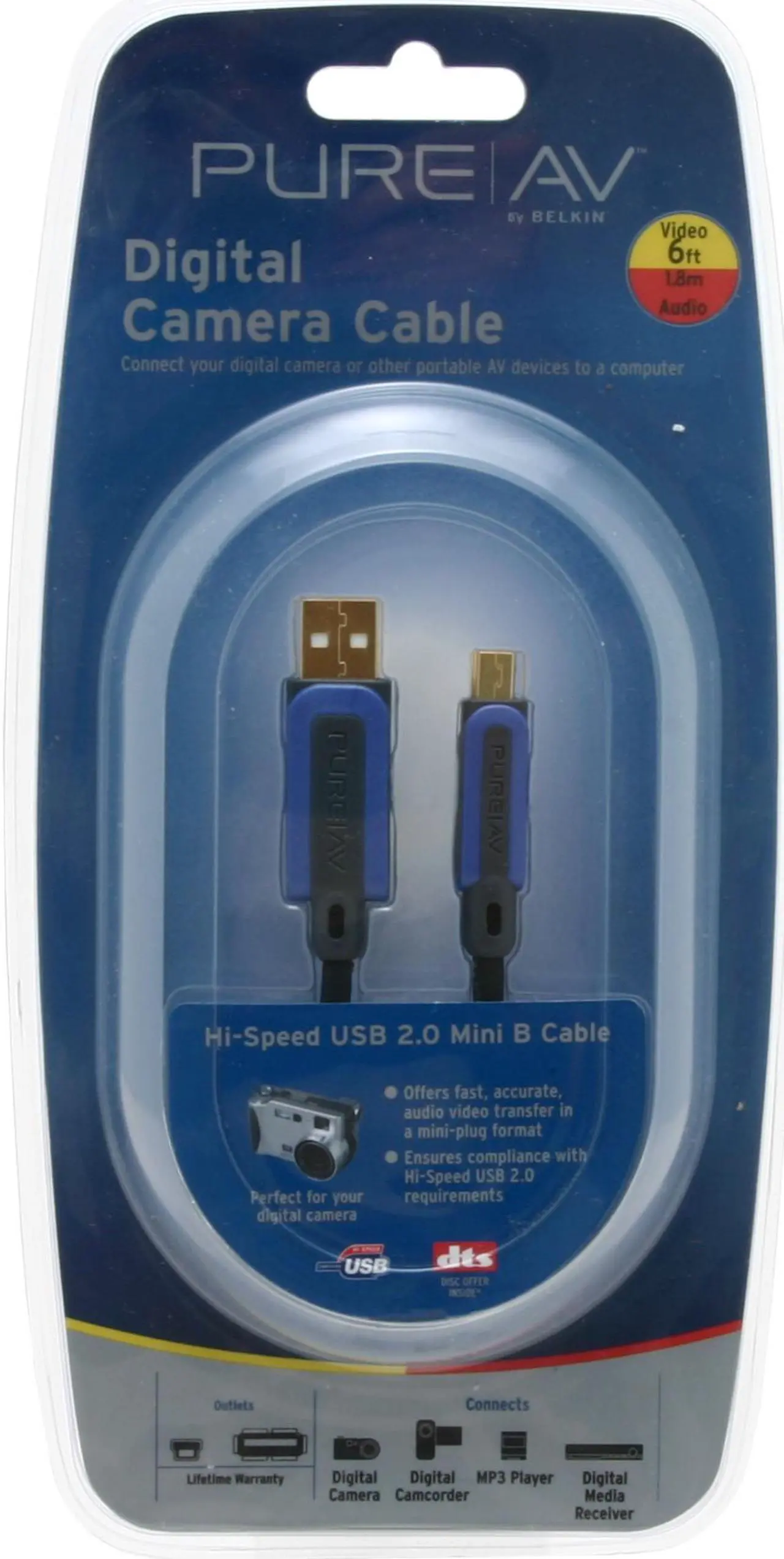 BELKIN PURE AV AV22201-06 Digital Camera Cable, Hi-Speed USB 2.0 Mini B ...