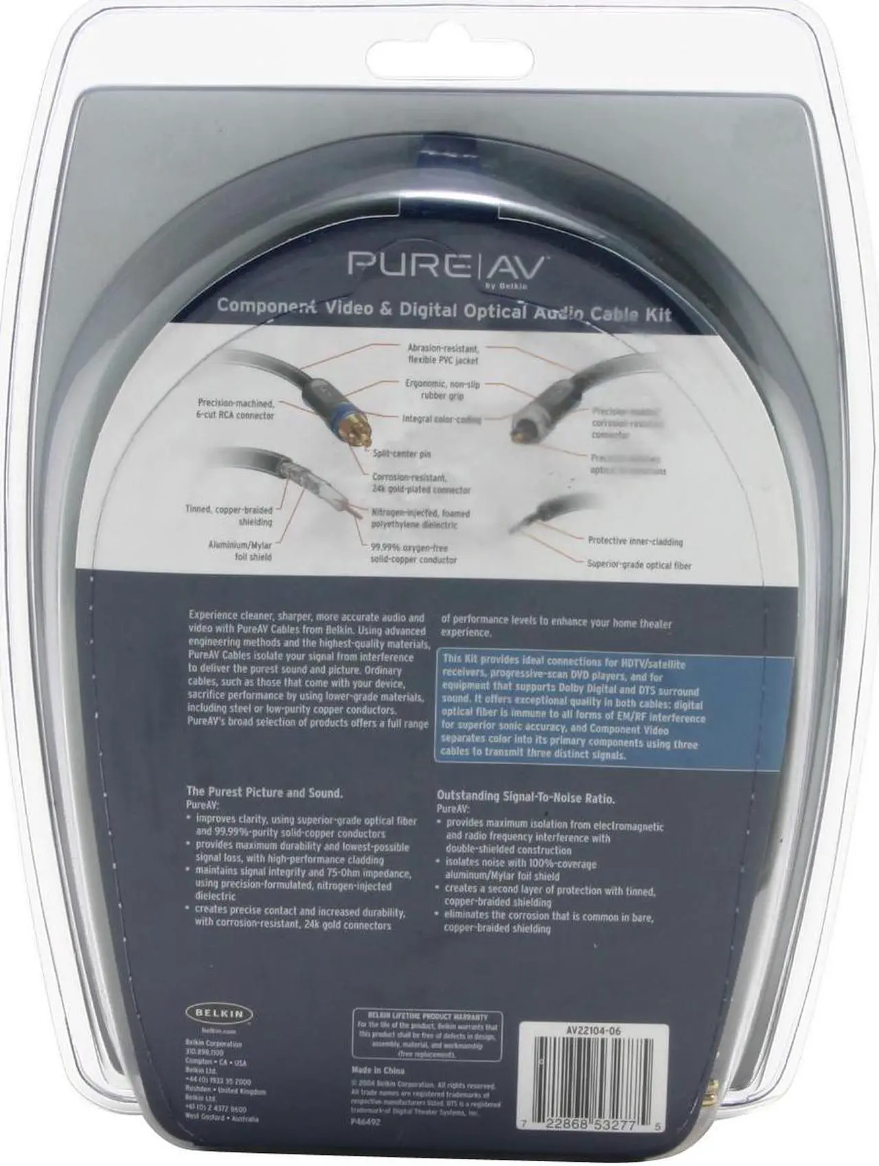 BELKIN PURE AV AV22104-06 6 feet Component Video & Digital Optical ...