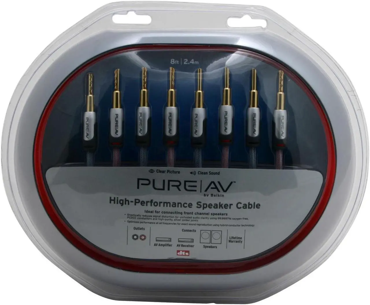 BELKIN PURE AV Model AV53001-08 8 ft. High-Performance Speaker Cable w ...