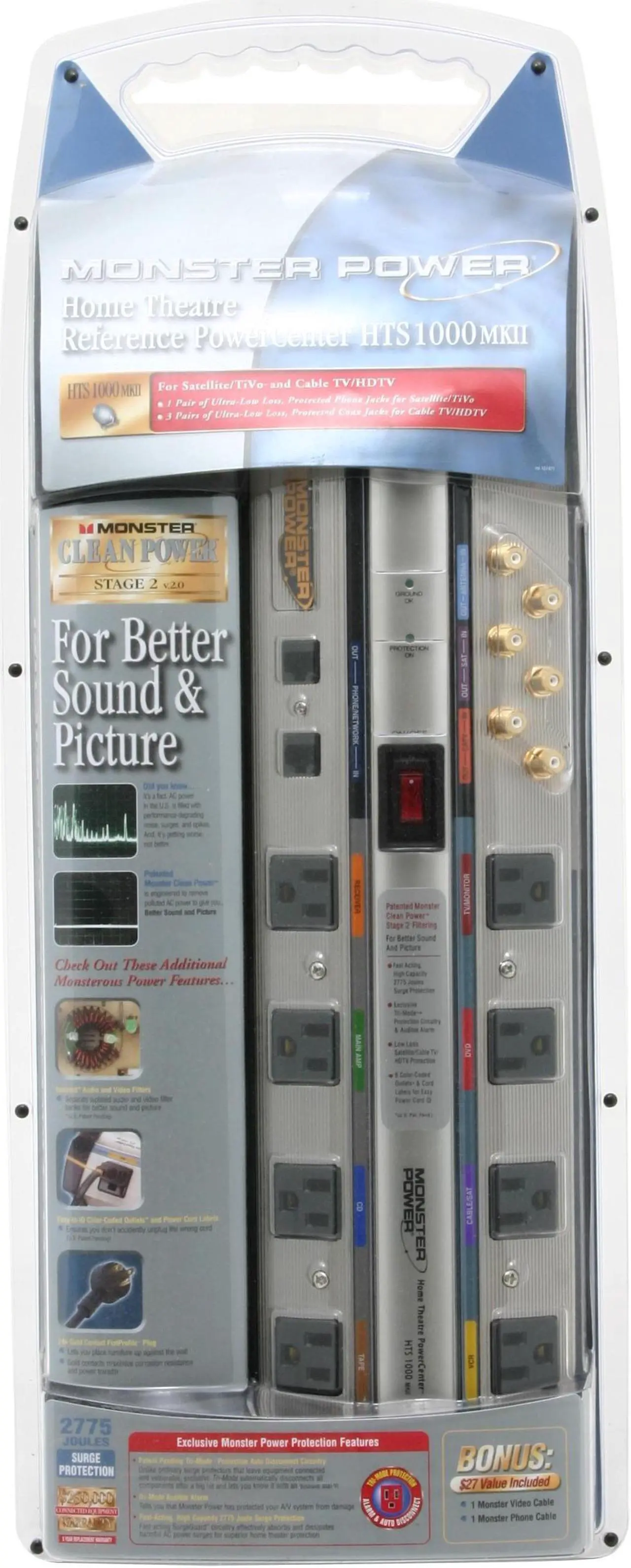 MONSTER HTS 1000 MKII Home Theater PowerCenter with Clean Power Stage 2 ...