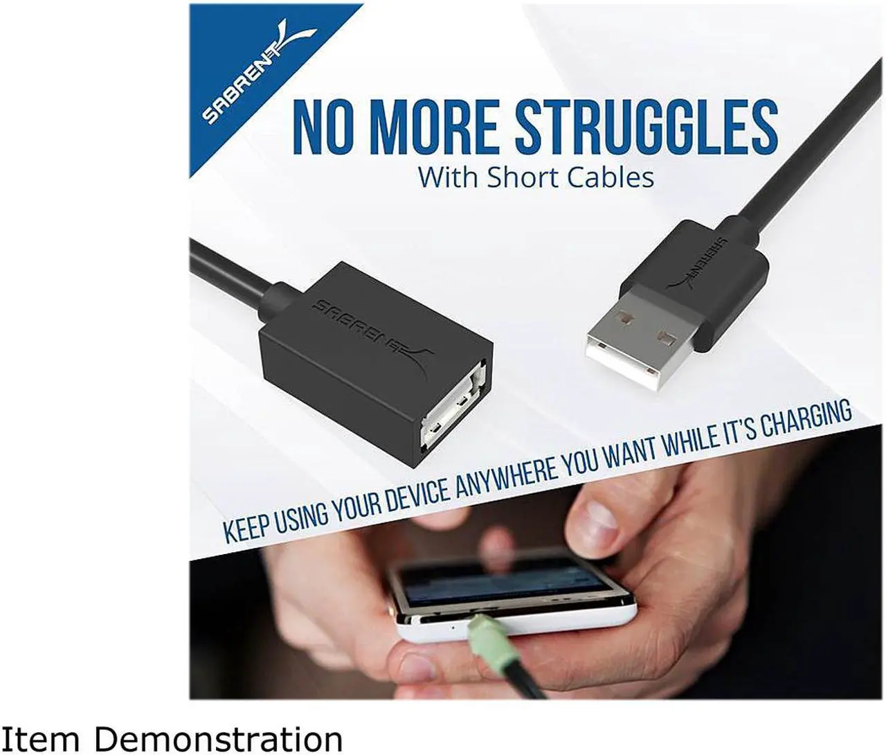 SABRENT CB-USBXT Transparent USB 2.0 Active Extension Cable Type A Male ...