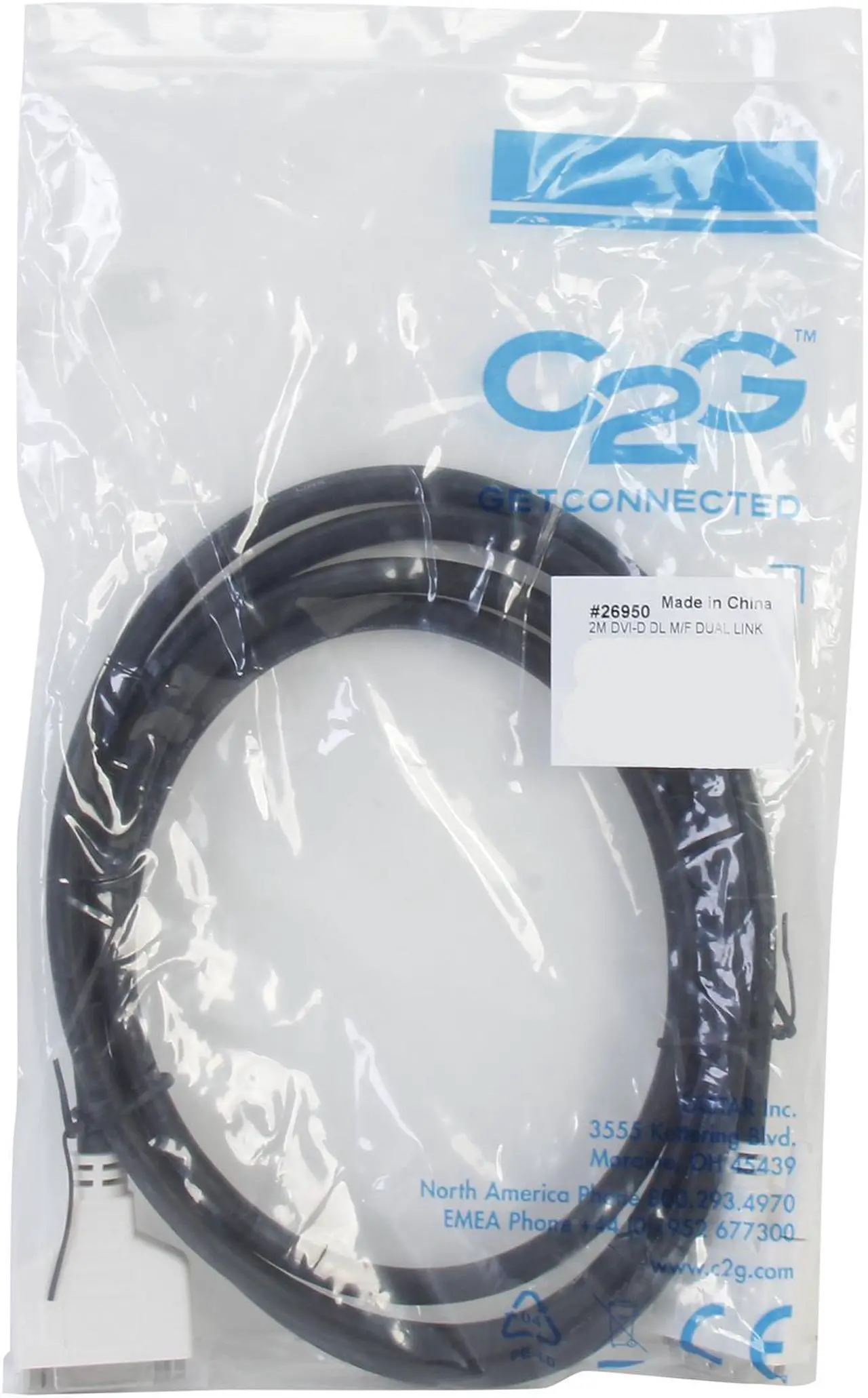 C2G 26950 DVI-D M/F Dual Link Digital Video Extension Cable, Black (6.6 ...