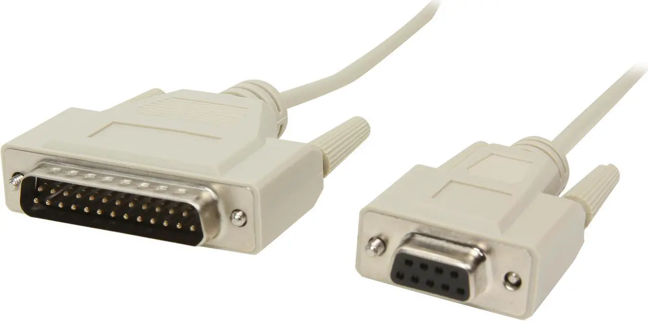 C2G 03020 DB25 Male to DB9 Female Serial RS232 Null Modem Cable, Beige (10 Feet, 3.04 meters ...