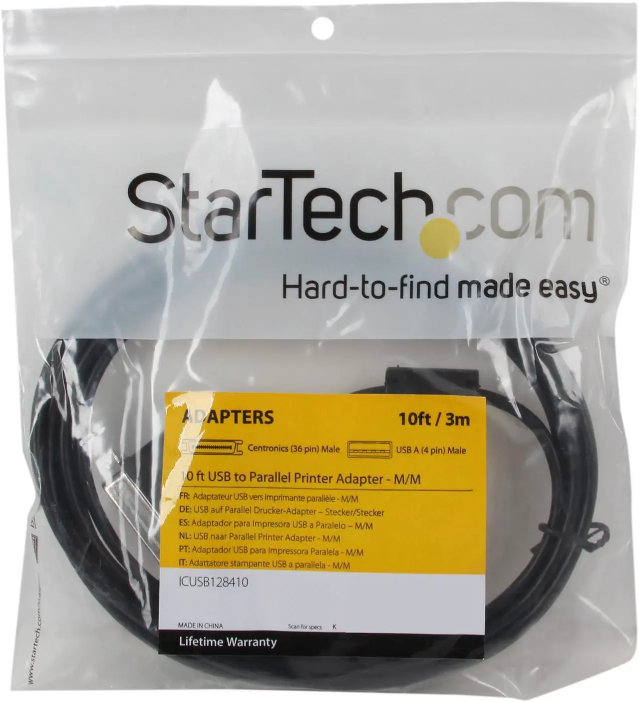 StarTech.com Model ICUSB128410 10 ft. USB to Parallel Printer Adapter ...