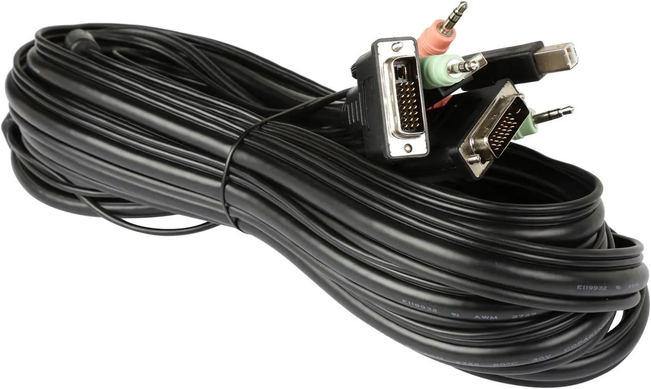 LINKSKEY 15 ft. DVI-D USB Audio Microphone All-In-One KVM Cable ...