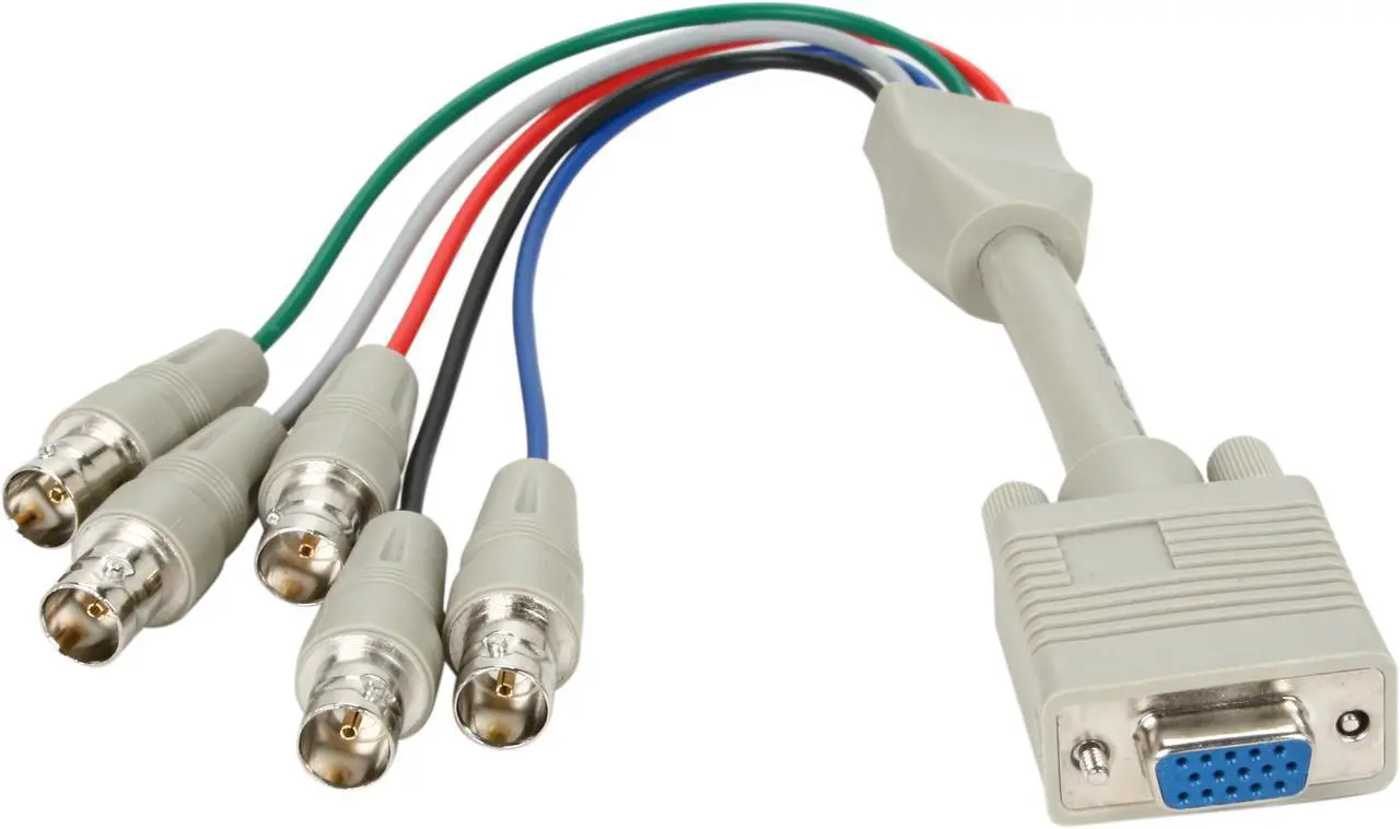 BYTECC HD15F/5BNCF-1 1 ft. HD15 to BNCx5 Cable, Female to Female, Beige ...
