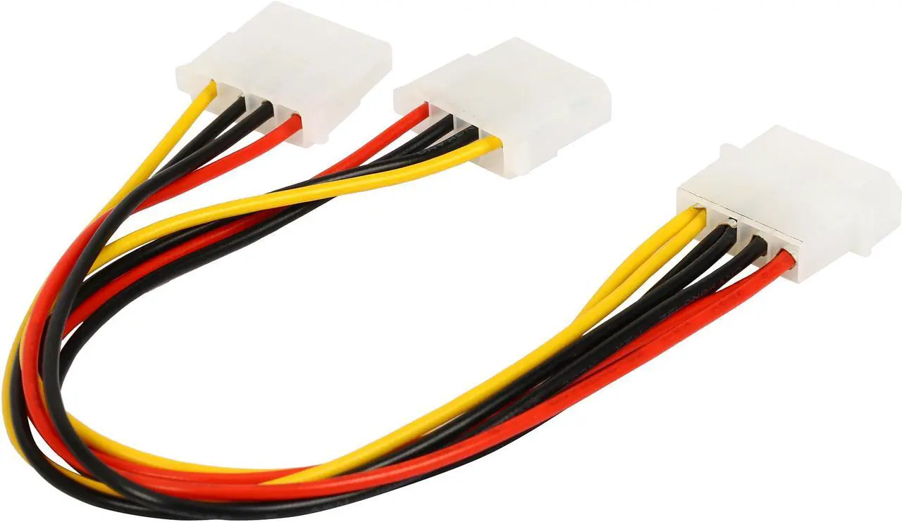 Coboc PL4SPL2-8 8 in. 4-pin Molex LP4 Male to Two(2) Female 'Y ...