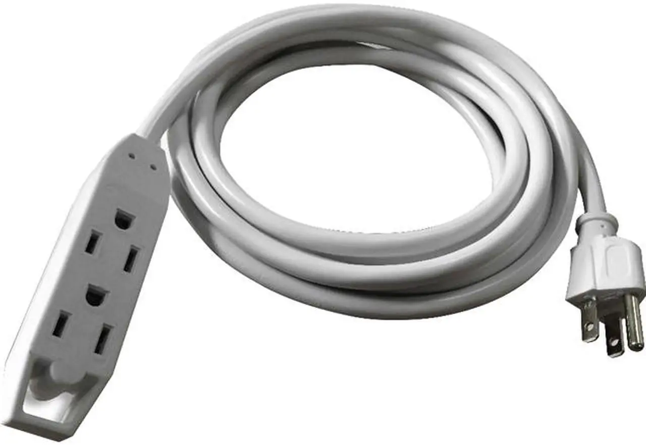 QVS Model PC3PX-25WH 25 ft. 3-Outlet 3-Prong Power Extension Cord ...