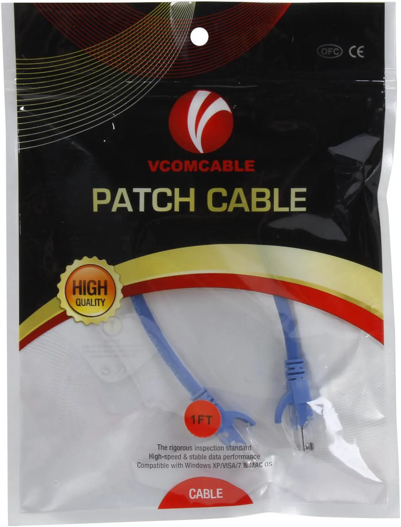 VCOM VC511-1BL 1 ft. Molded Patch Cable - Newegg.com