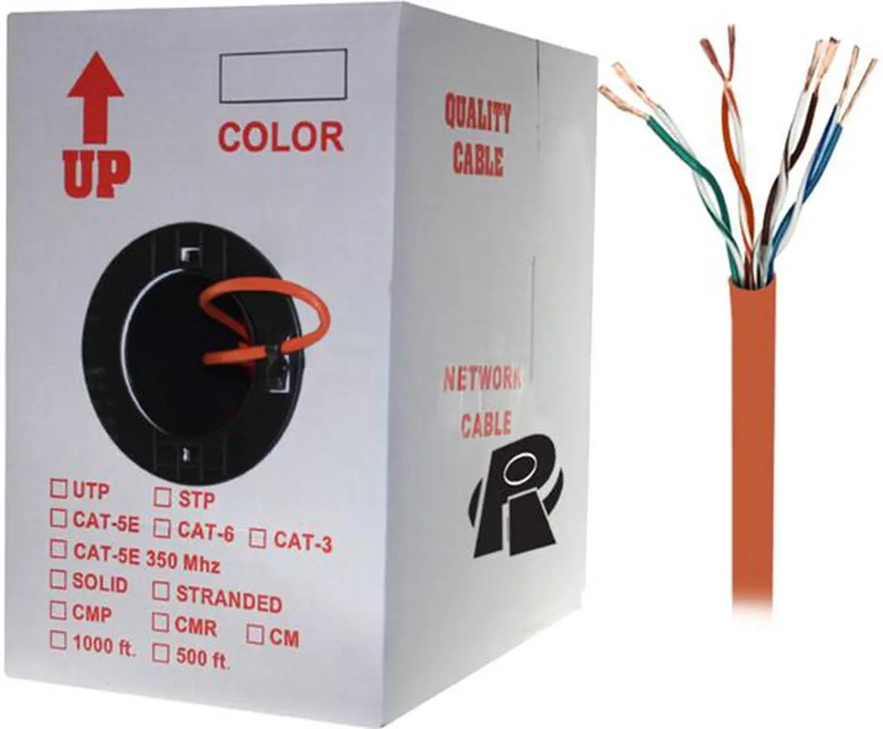 Nippon Labs 50CP-C5E-ST-1K-OR 1000 ft. Bare Copper Cat5e Bulk Cable ...