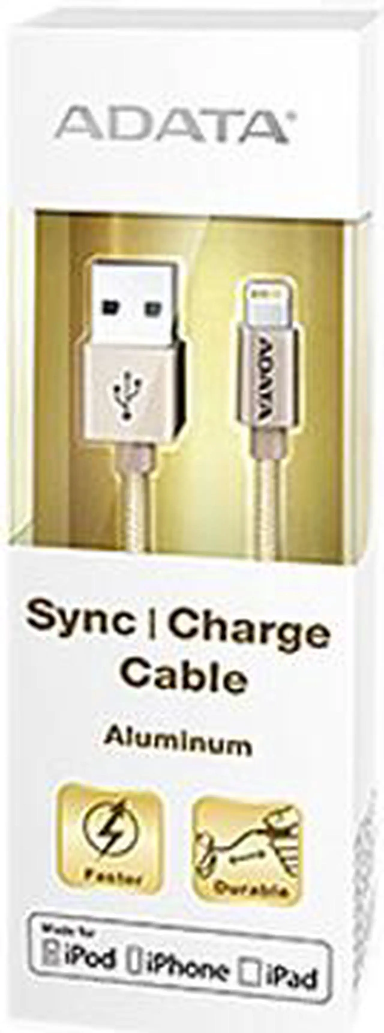 ADATA AMFIAL-100CMK-CGD Gold 1m Gold Aluminium & Braid Charge & Sync Lightning Cable - Newegg.com