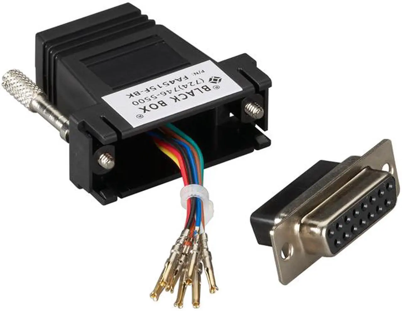 Black Box FA4515F-BK Modular Adapter Kit DB15F To RJ45F w/ Thumbscrews ...