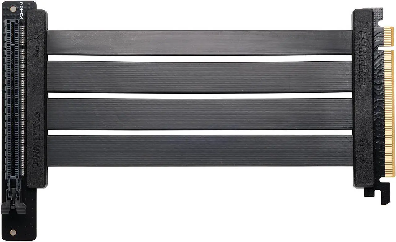 Phanteks 220mm Flat Line PCI-E gen 4.0 x16 Rise Cable, 90° Adapter ...