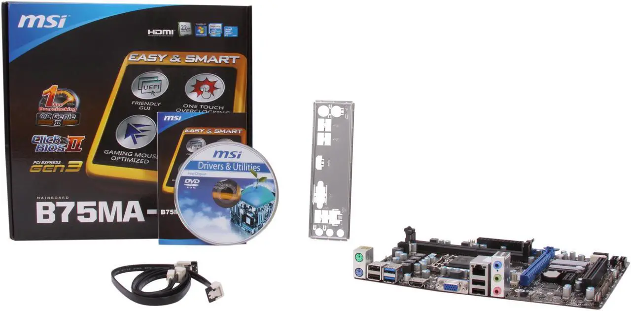 Used - Very Good: MSI B75MA-E33 LGA 1155 Micro ATX Intel Motherboard ...