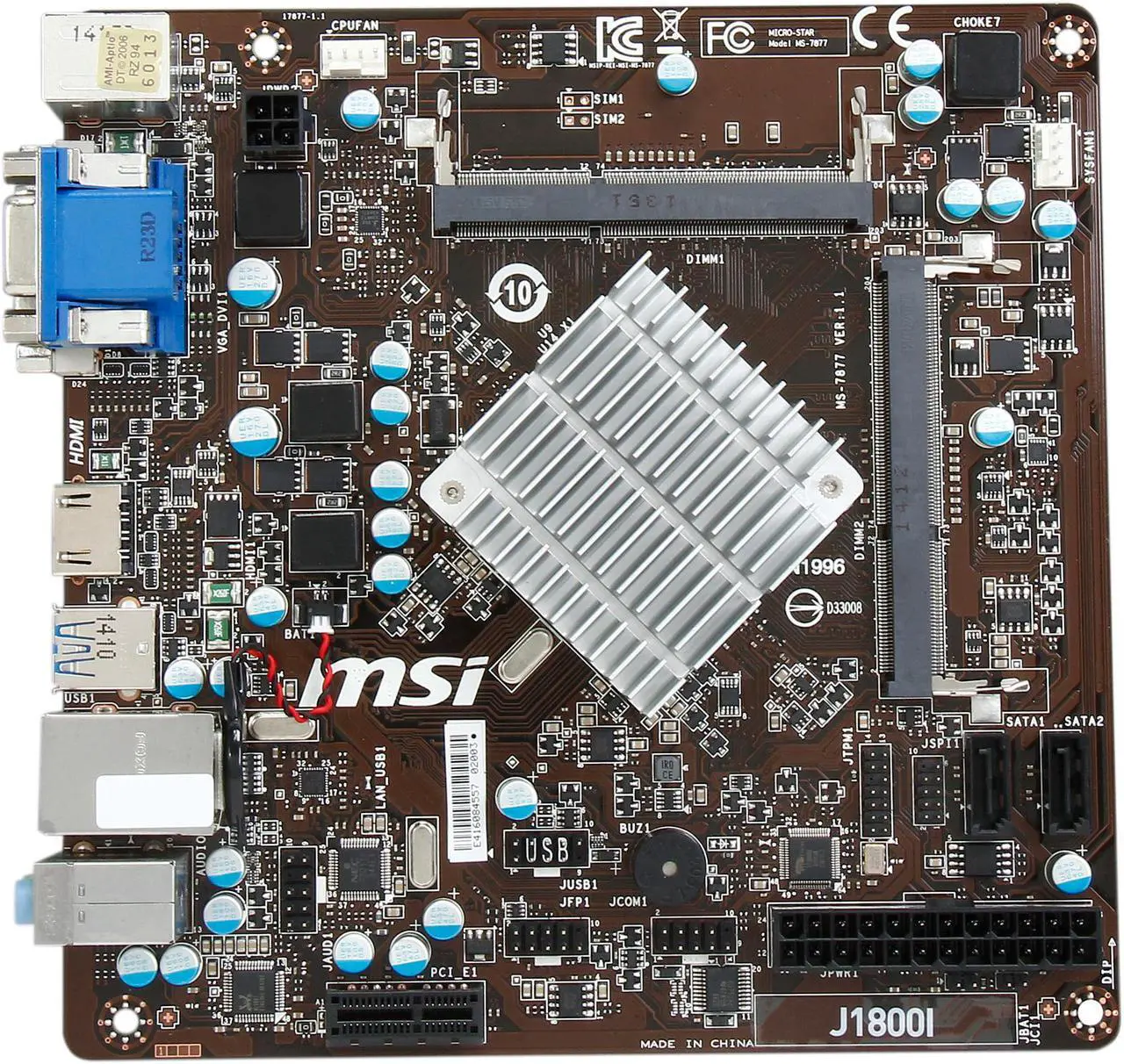 MSI J1800I Intel Celeron J1800 2.41GHz Mini ITX Motherboard / CPU / VGA Combo - Newegg.com