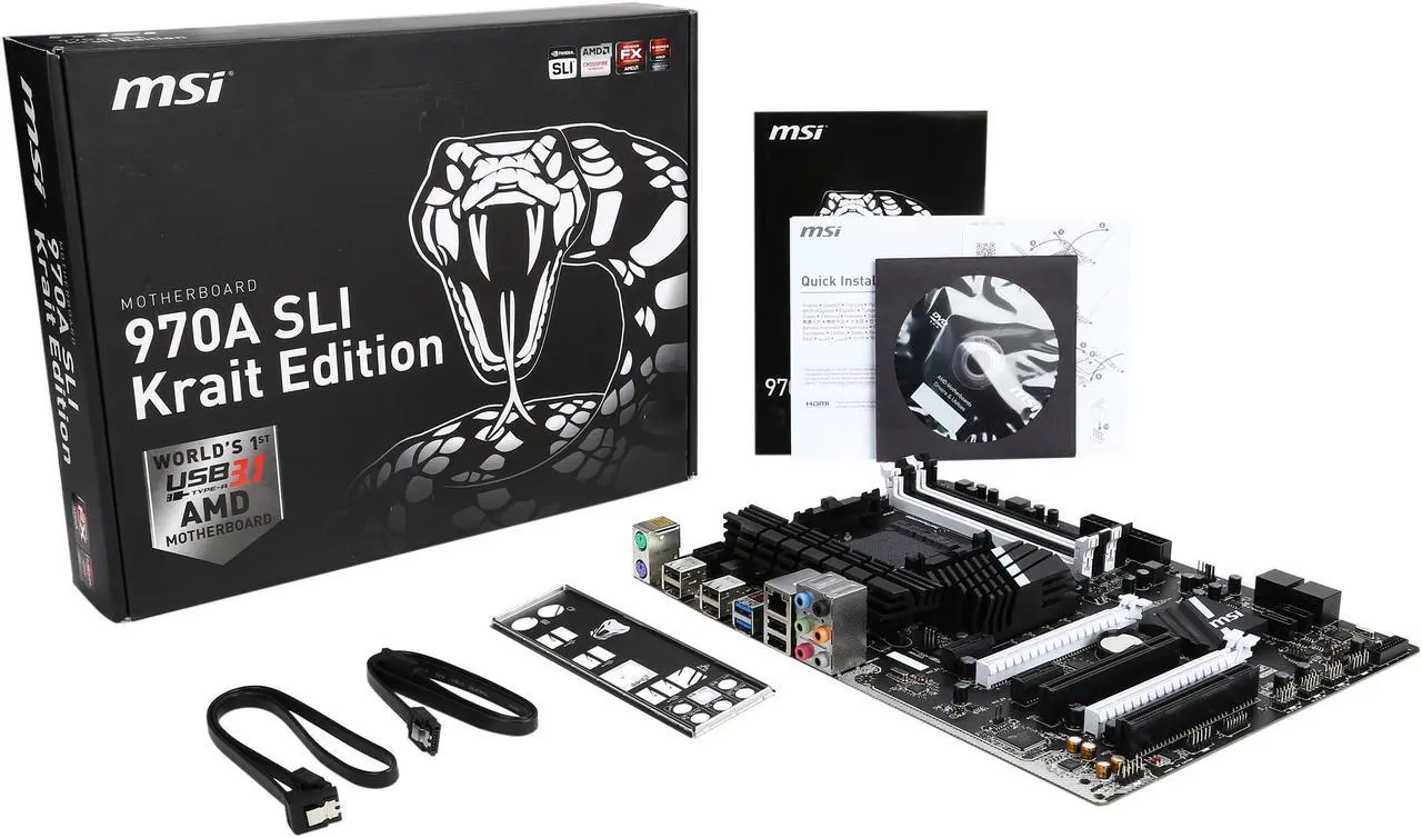 Refurbished: MSI 970A SLI Krait Edition-R AM3+ AMD 970 & SB950 SATA 6Gb/s 2 x USB 3.1 ATX AMD ...