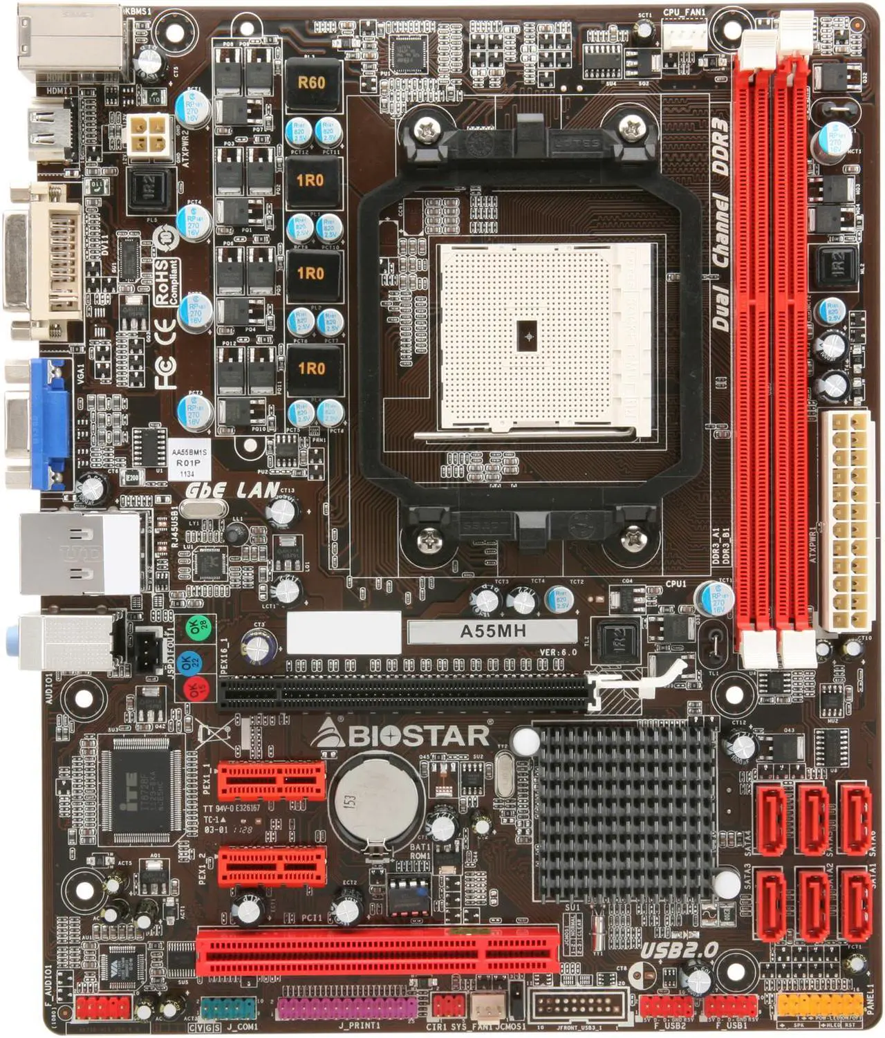 BIOSTAR A55MH FM1 Micro ATX AMD Motherboard - Newegg.com