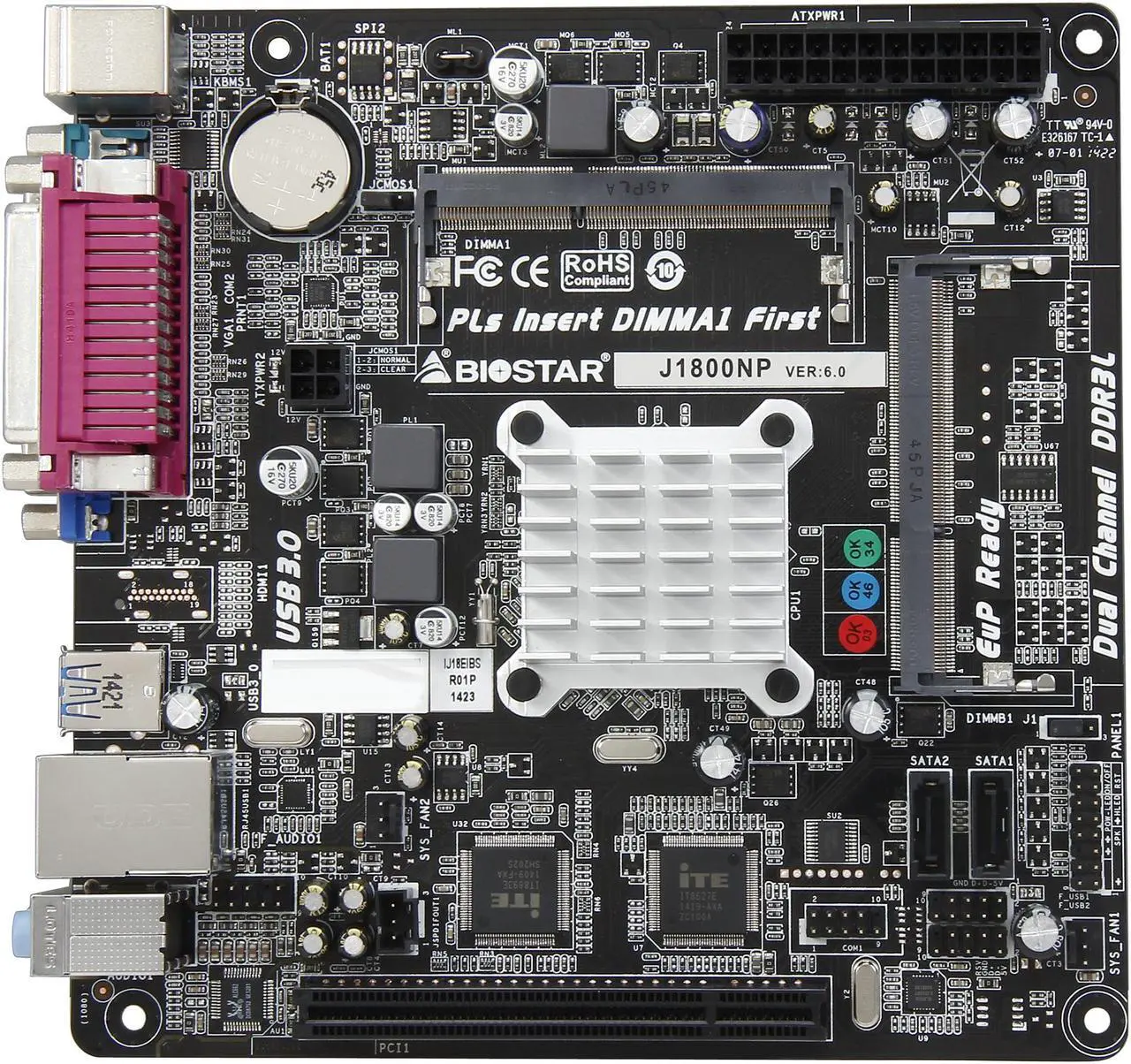 BIOSTAR J1800NP Intel Celeron J1800 2.41GHz Mini ITX Motherboard / CPU / VGA Combo - Newegg.com