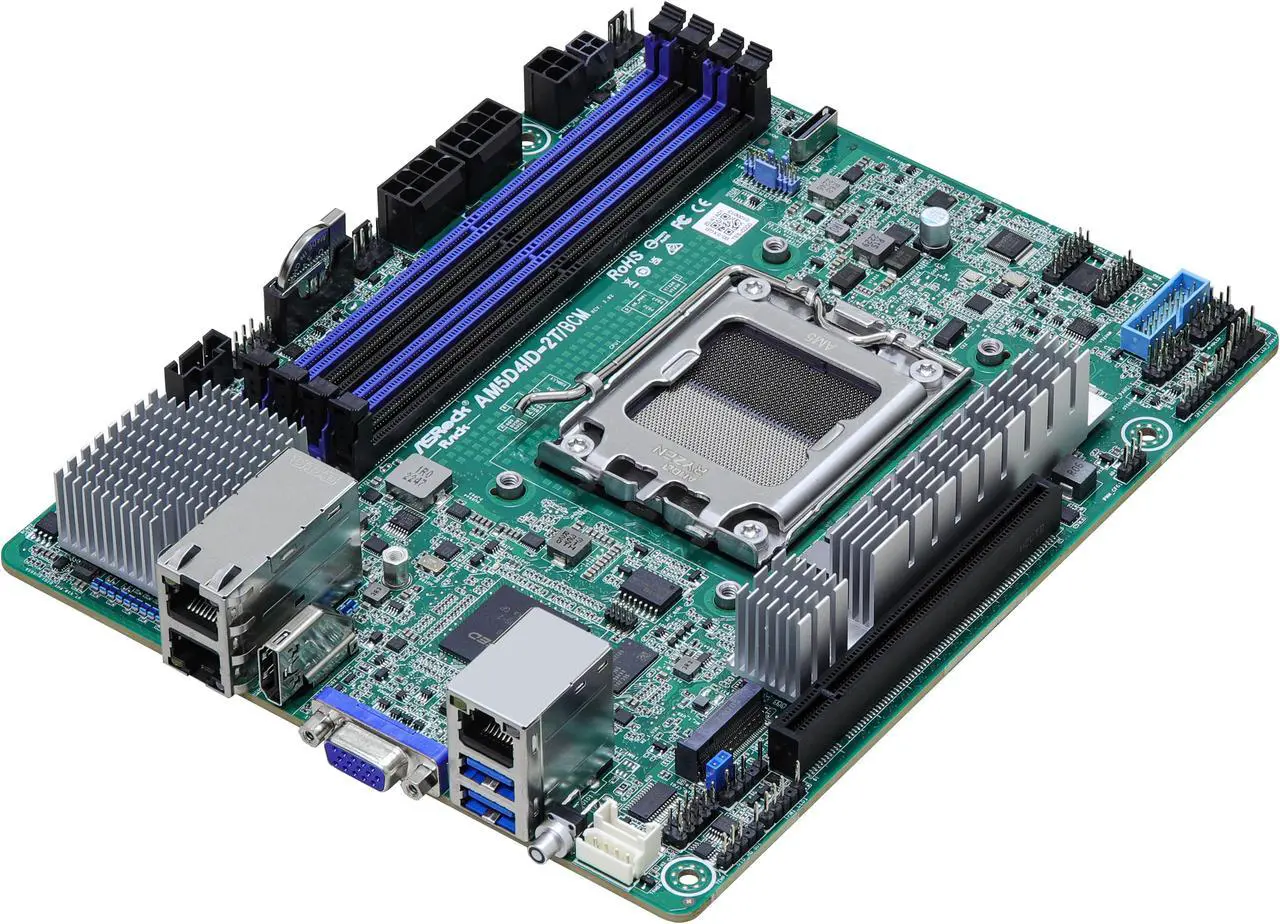 ASRock Rack AM5D4ID-2T/BCM Deep mini-ITX Server Motherboard AMD Ryzen ...
