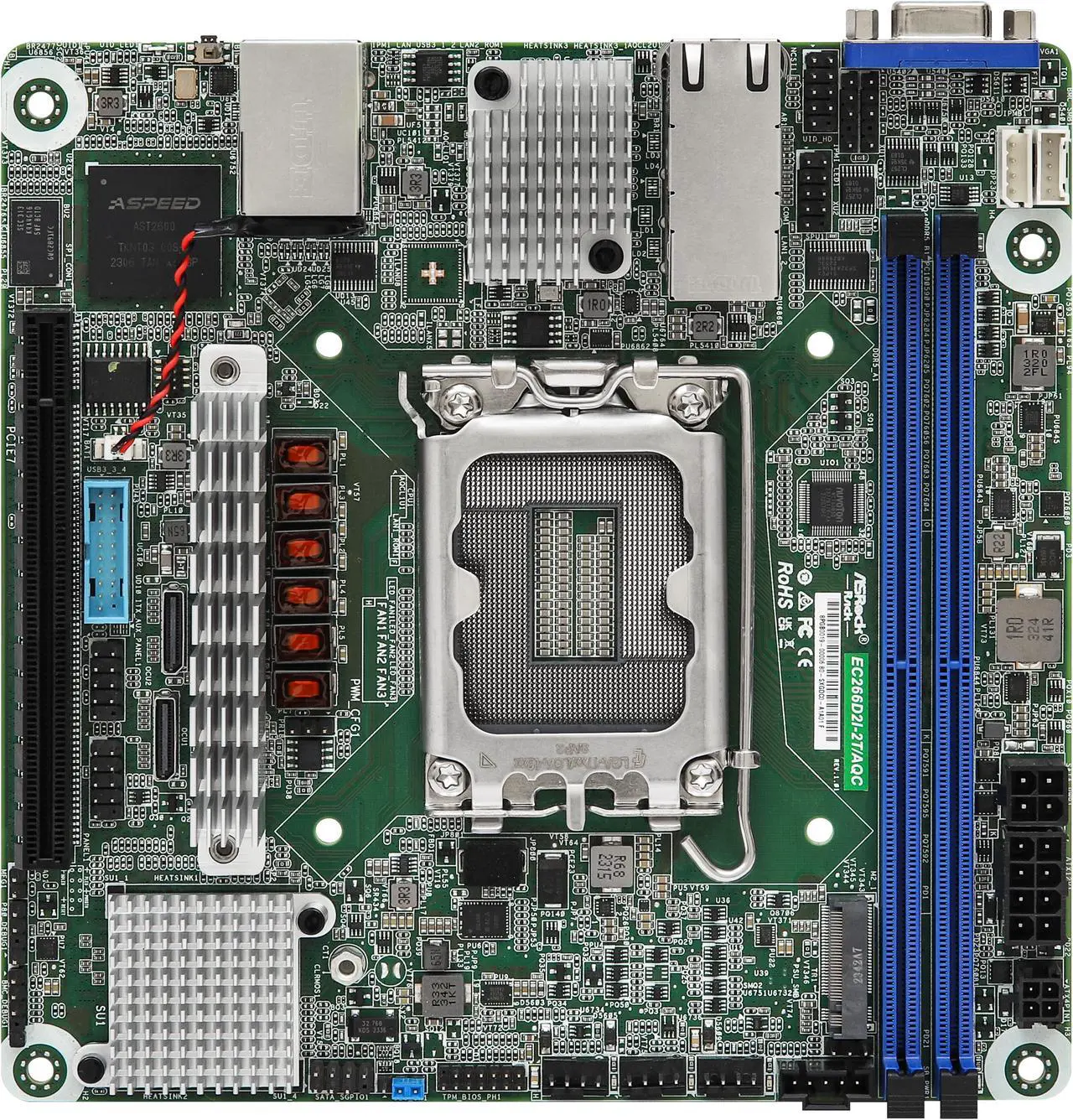ASRock Rack Server Motherboard EC266D2I-2T/AQC Mini-ITX 2x 10GLan Single Socket V1 (LGA 1700 ...
