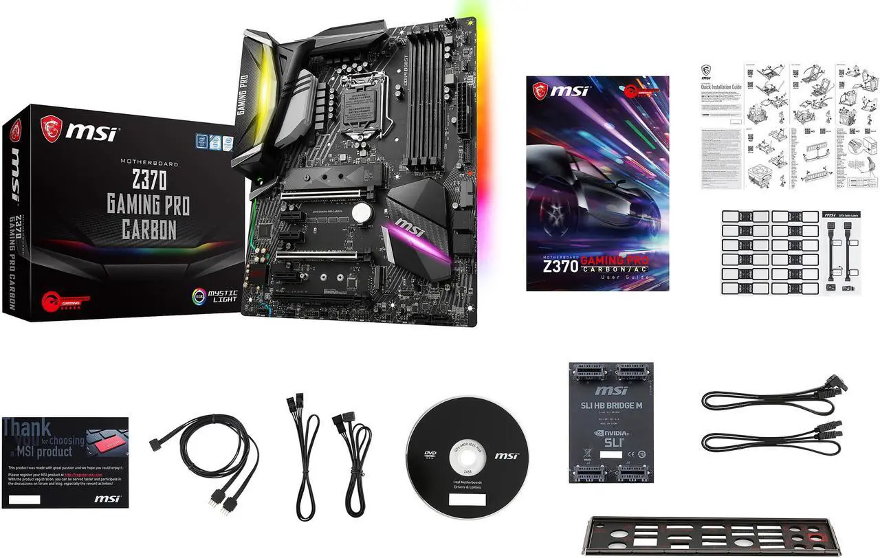 MSI Z370 GAMING PRO CARBON LGA 1151 (300 Series) ATX Intel Motherboard ...