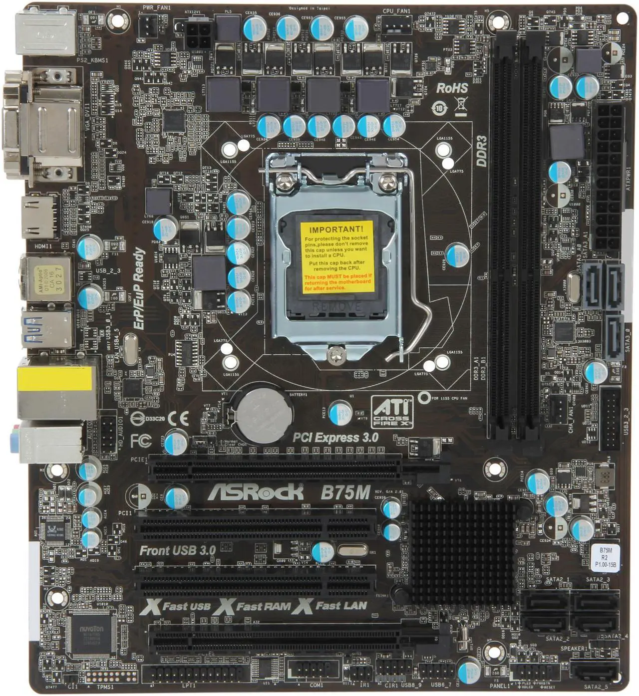 ASRock B75M R2.0 LGA 1155 Micro ATX Intel Motherboard with UEFI BIOS ...