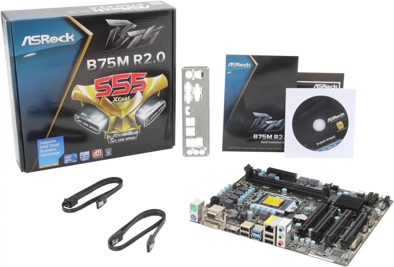 ASRock B75M R2.0 LGA 1155 Micro ATX Intel Motherboard with UEFI BIOS ...