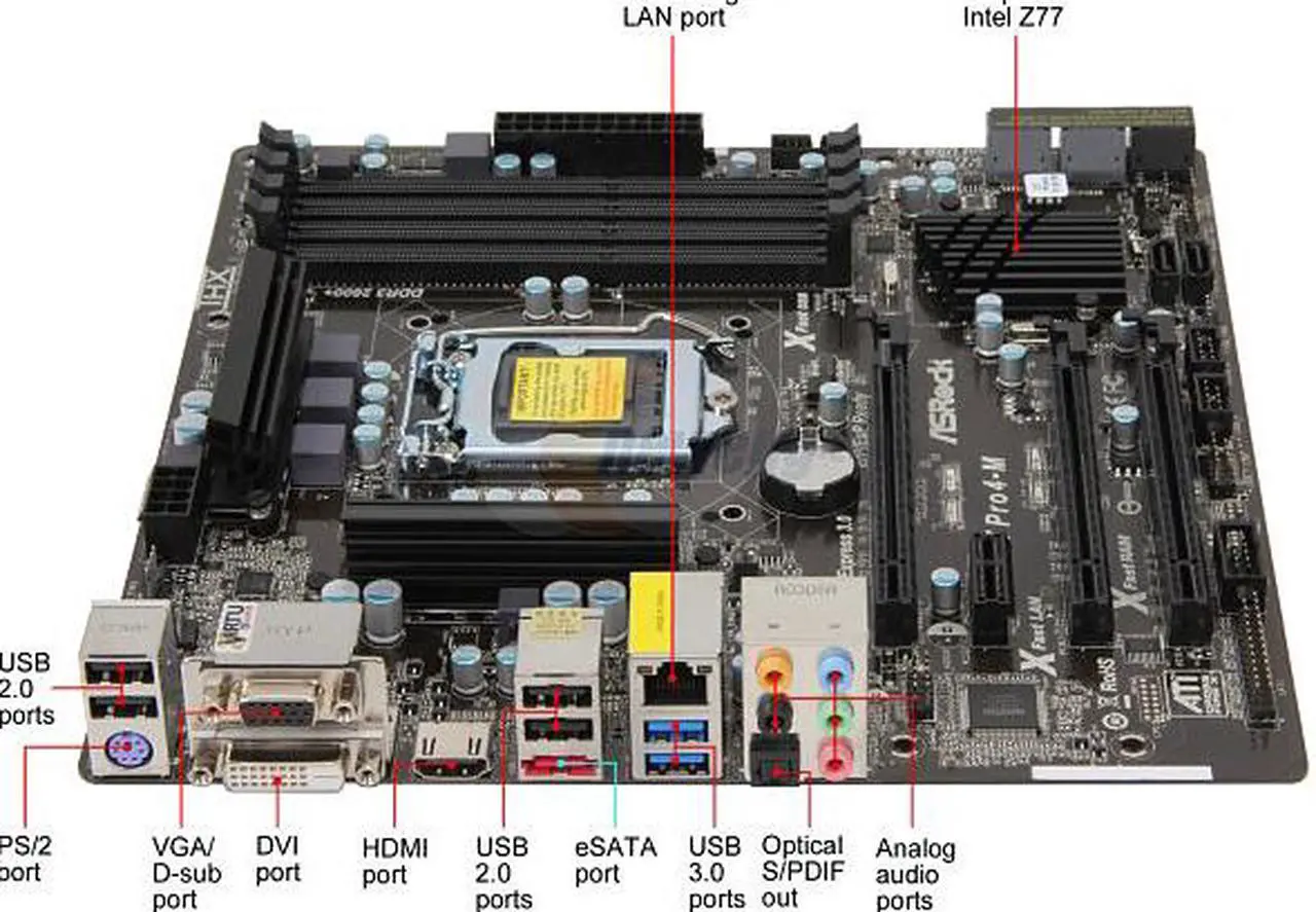Refurbished: ASRock Z77 Pro4-M LGA 1155 Micro ATX Intel Motherboard ...
