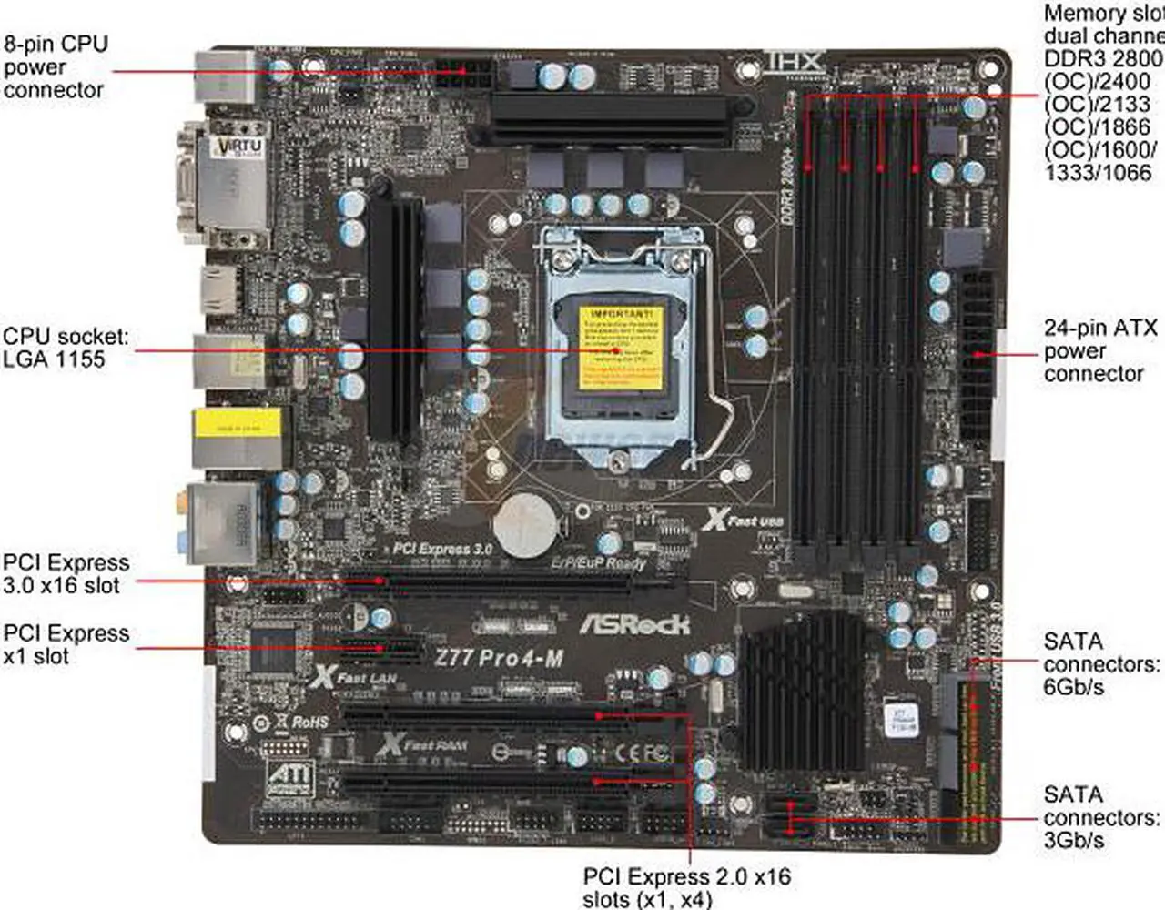 Refurbished: ASRock Z77 Pro4-M LGA 1155 Micro ATX Intel Motherboard ...