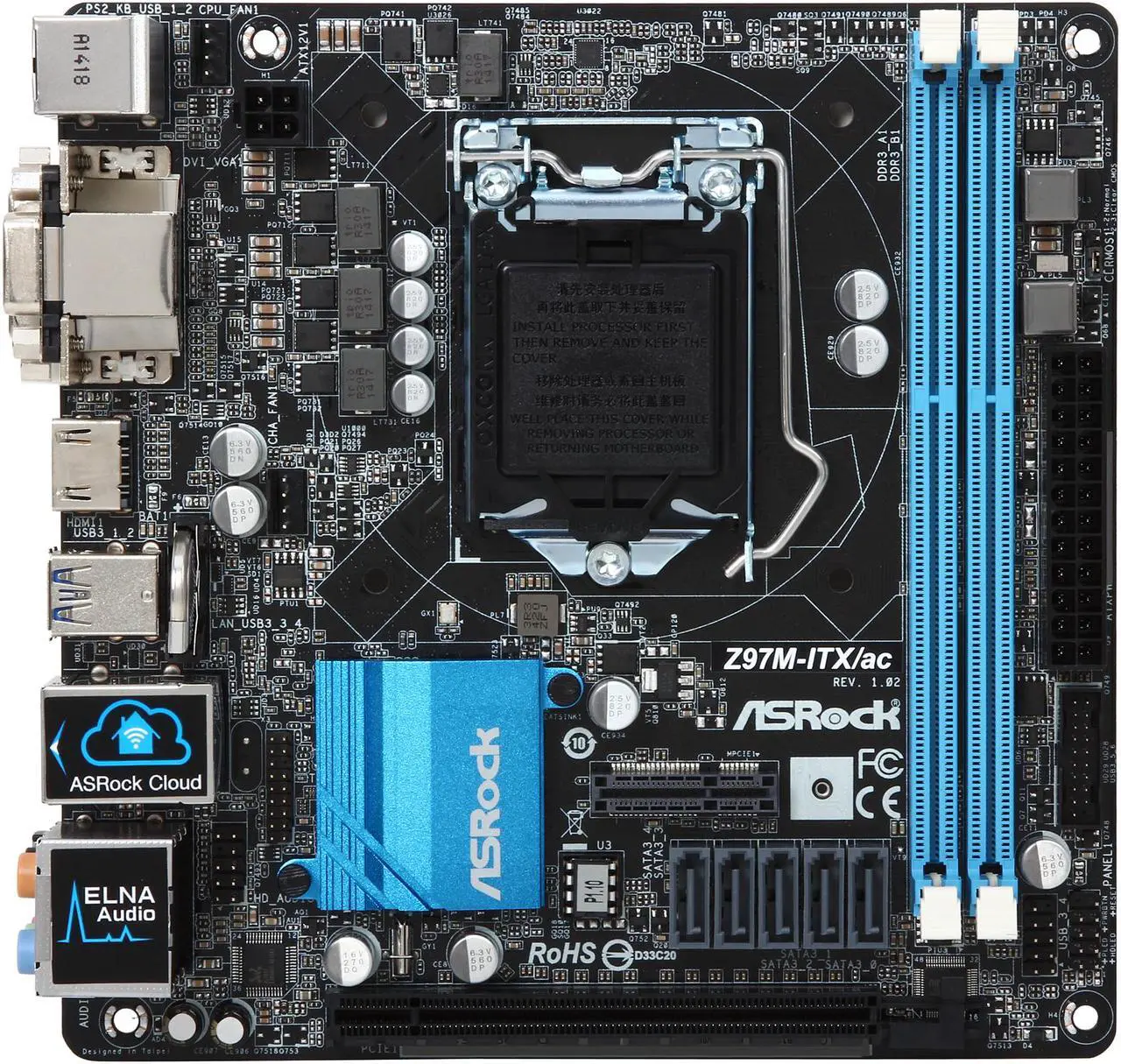 Used - Very Good: ASRock Z97M-ITX/AC LGA 1150 Mini ITX Intel ...