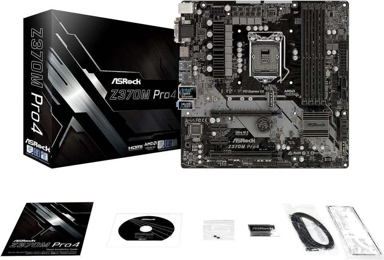 Open Box: ASRock Z370M Pro4 LGA 1151 (300 Series) Micro ATX Intel ...