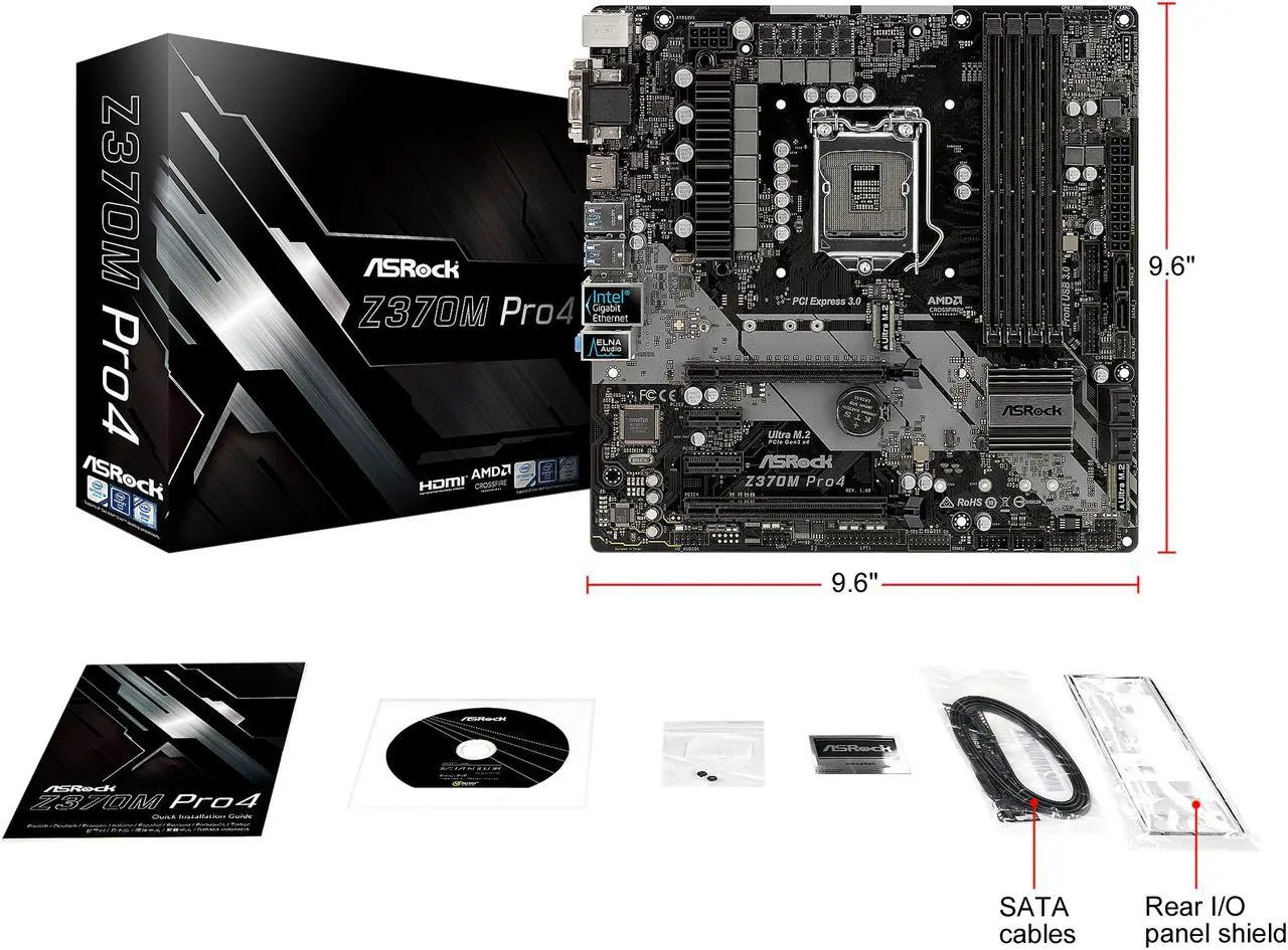 Open Box: ASRock Z370M Pro4 LGA 1151 (300 Series) Micro ATX Intel ...